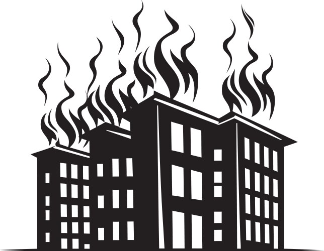 Flame symbol building on fire black logo icon Vector Image