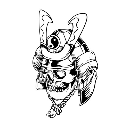Hand drawn of a japanese samurai outline Vector Image