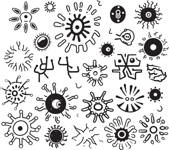 Biohazard blend bacteria and virus emblem icon Vector Image