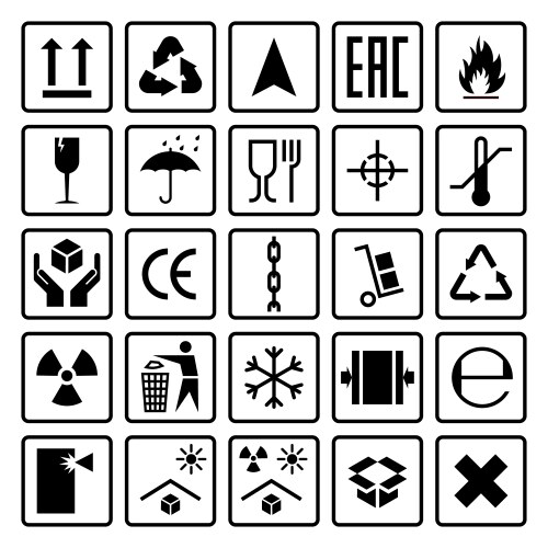 Warning of packaging symbol Royalty Free Vector Image