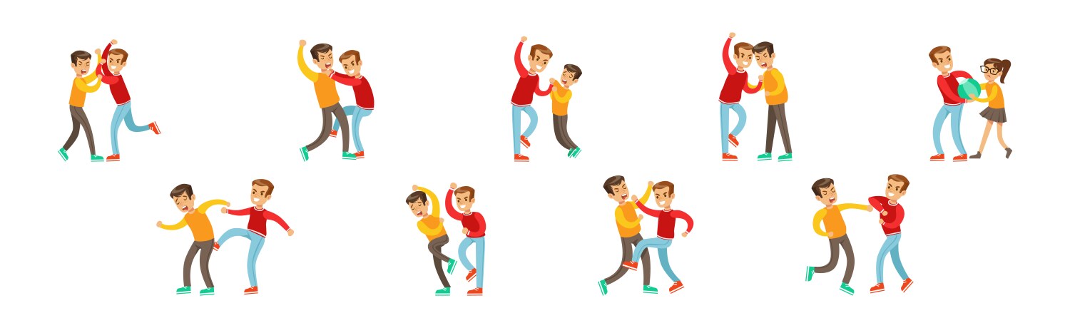 Two boys fist fighting and beating each other Vector Image