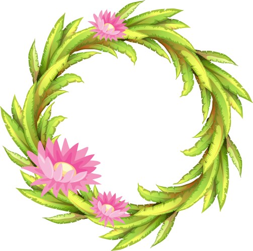 A round green border with violet flowers Vector Image