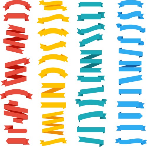 Different types decoration color ribbon set Vector Image