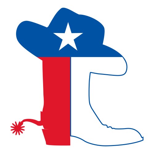 Texas state map with flag and cowboy hat Vector Image