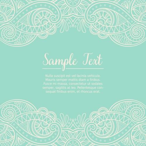 Cute card design template with doodle lace pattern