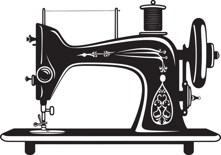 Elegant embroidery black sewing machine logo Vector Image