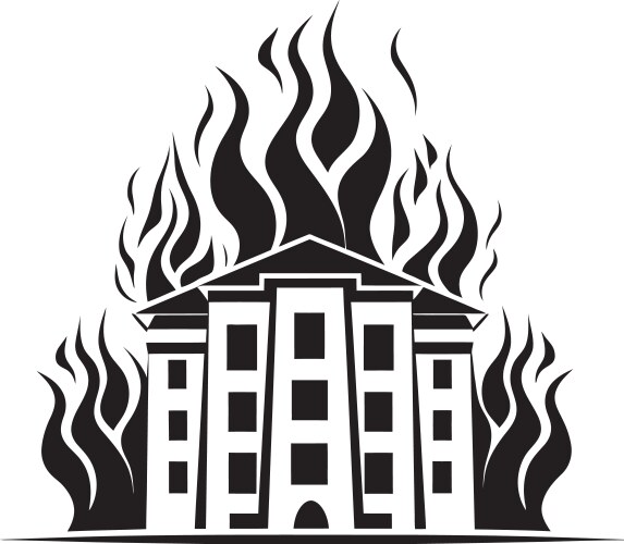 Emergency beacon building on fire black logo icon Vector Image