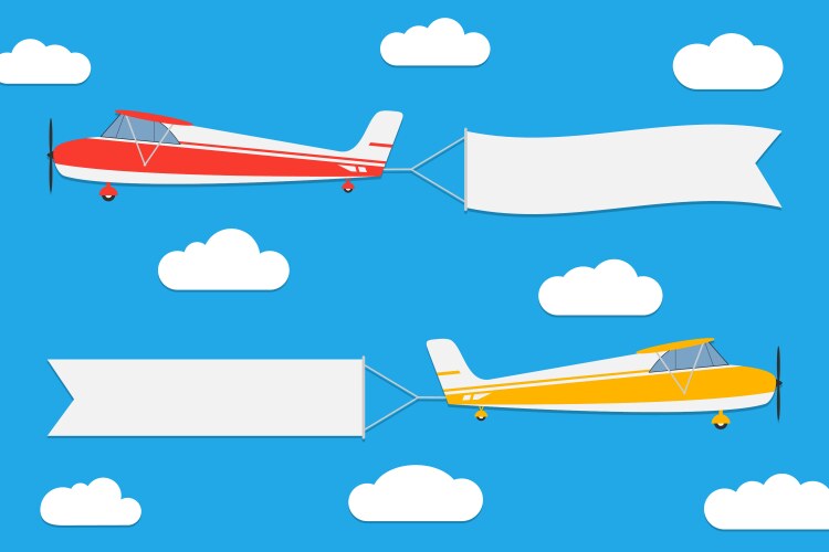 Flying Plane with Banners Royalty Free Vector Image