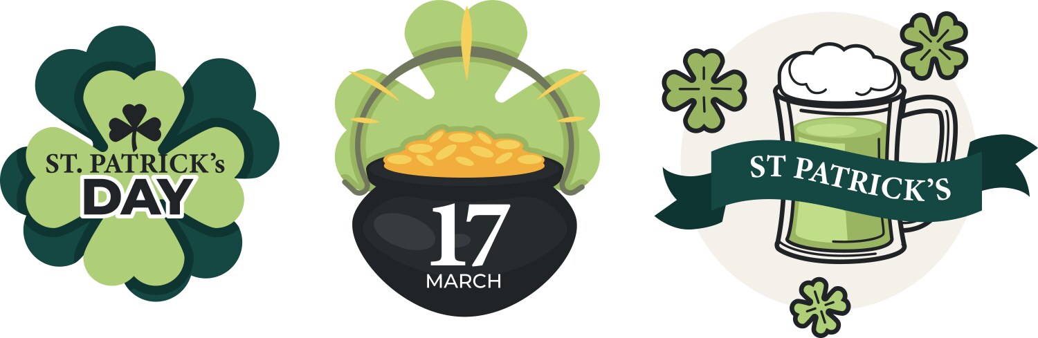 Symbols of ireland flag and horseshoe luck Vector Image