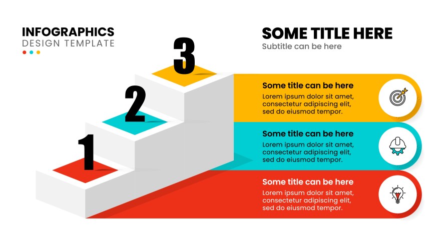 Infographic template isometric stairs with 3 steps