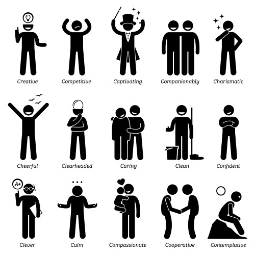 Positive good personalities character traits Vector Image
