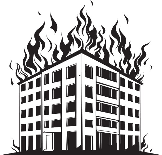 Blaze emblem burning building black logo design Vector Image