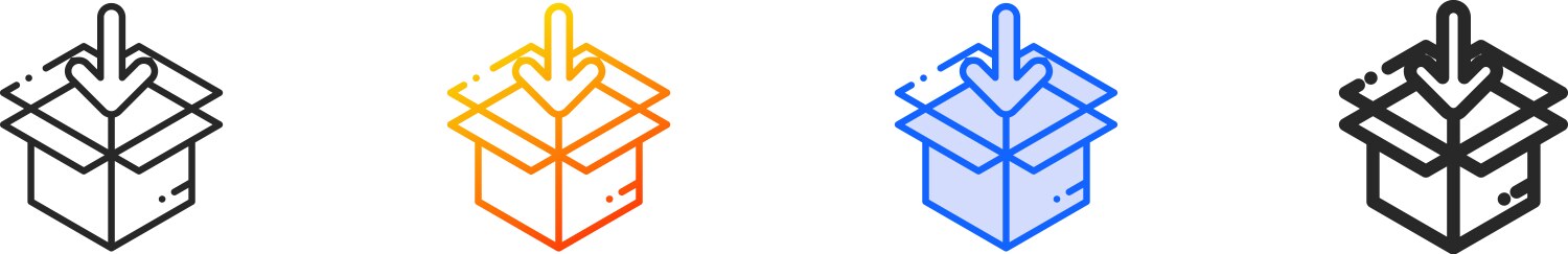 Box iconthin linear gradient blue stroke and bold Vector Image