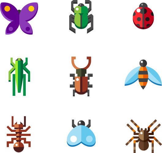 Cartoon insect icon set Royalty Free Vector Image