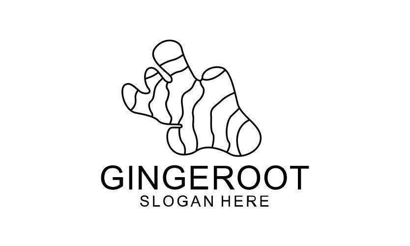 Ginger root logo round linear logo of ginger Vector Image