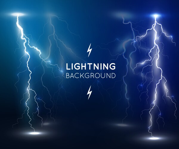 Realistic lightning thunder storm electricity Vector Image