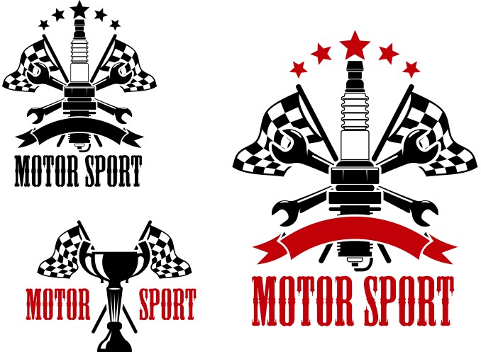 Car or motor racing icons Royalty Free Vector Image