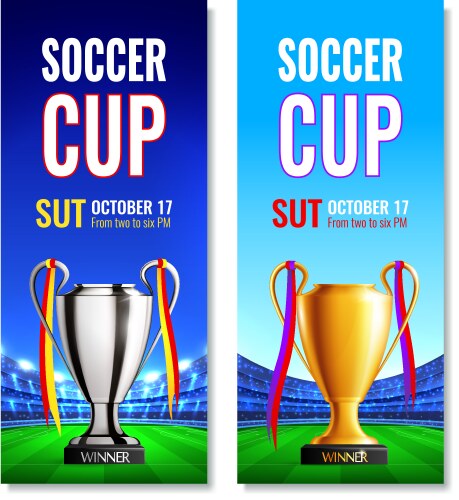 Football elements soccer ball golden cup Vector Image