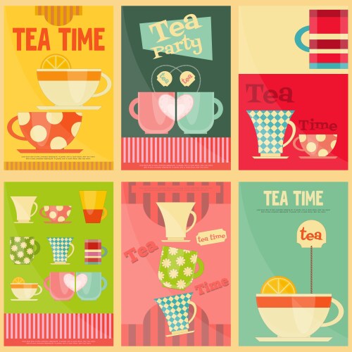 Tea party brochure template Royalty Free Vector Image