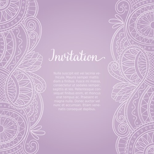 Cute card design template with doodle lace pattern