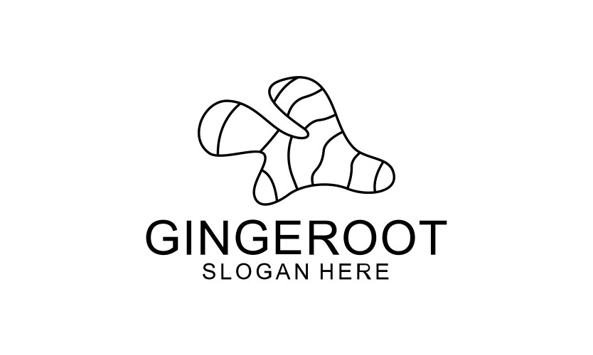 Ginger root logo round linear logo of ginger Vector Image