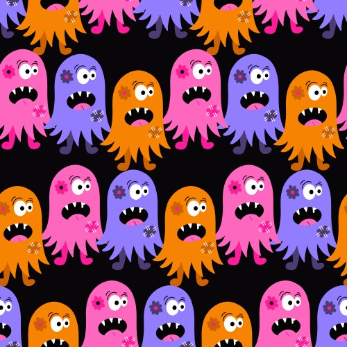 Little monsters seamless pattern Royalty Free Vector Image