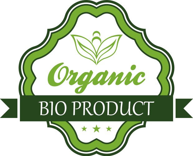 Organic eco logos with green leaves bio Royalty Free Vector