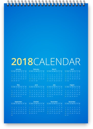 Calendar 2018 Royalty Free Vector Image - VectorStock