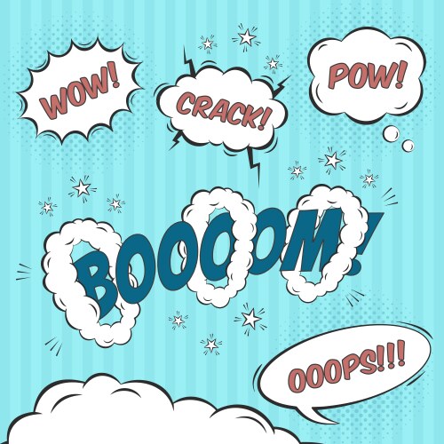 Pow splash bubble in color comic style Royalty Free Vector