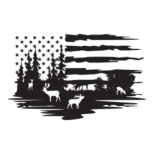 Deer forest american flag Royalty Free Vector Image