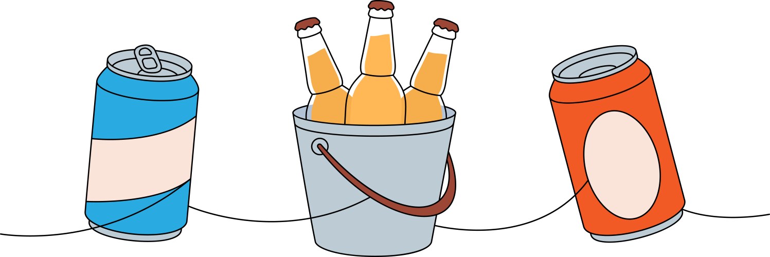 Metal tin can one line colored continuous drawing Vector Image