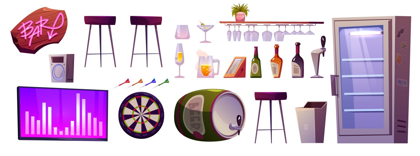 Bar counter interior - cartoon Royalty Free Vector Image