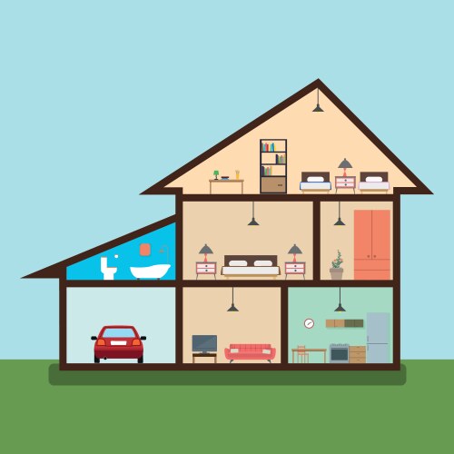 House in a cut isolated on white background Vector Image