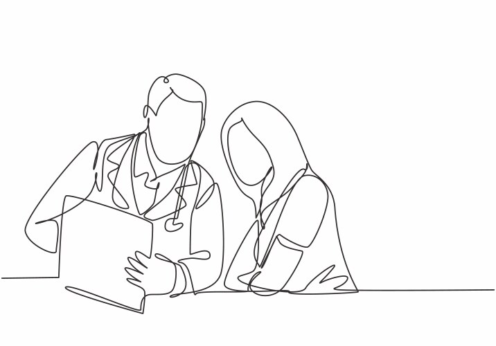 Continuous one line drawing doctor Royalty Free Vector Image