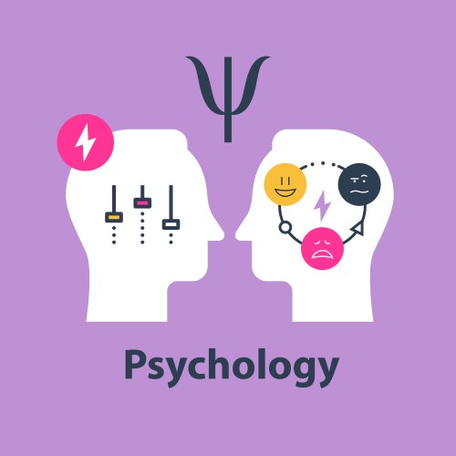 Ai in psychology flat Royalty Free Vector Image
