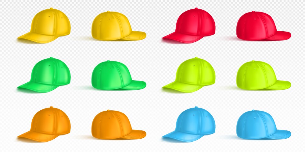 Realistic color caps front and back view Vector Image