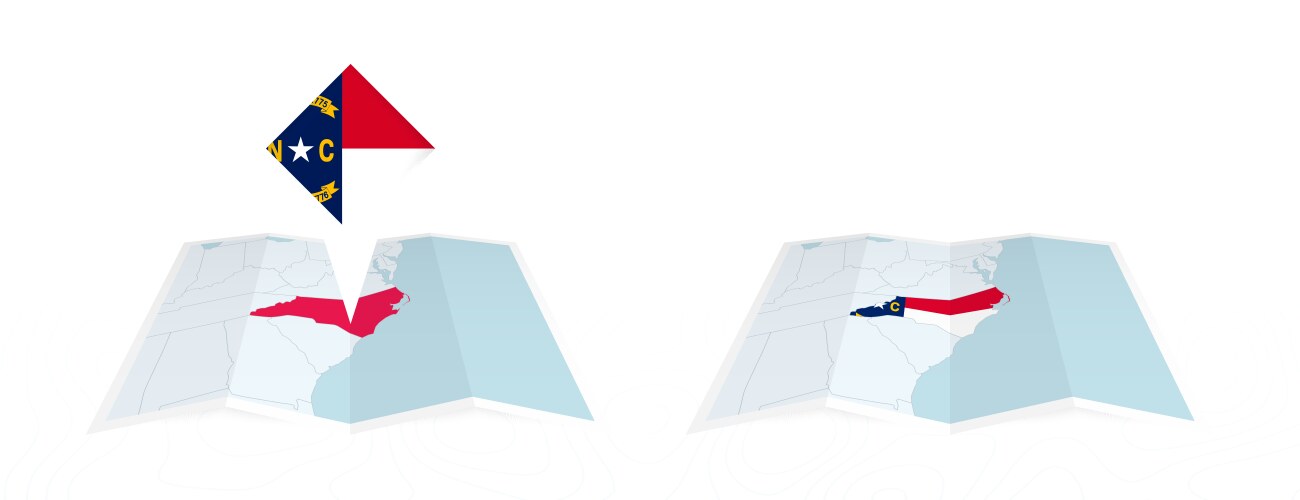 Two versions of an north dakota folded map one Vector Image
