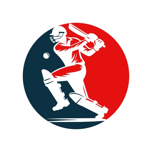 Cricket player logo design Royalty Free Vector Image