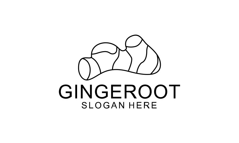 Ginger root logo round linear logo of ginger Vector Image