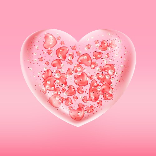 Red realistic glass heart plastic transparent Vector Image
