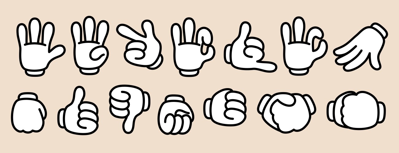 Cartoon hands comic arms with four and five Vector Image