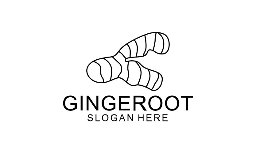 Ginger root logo round linear logo of ginger Vector Image