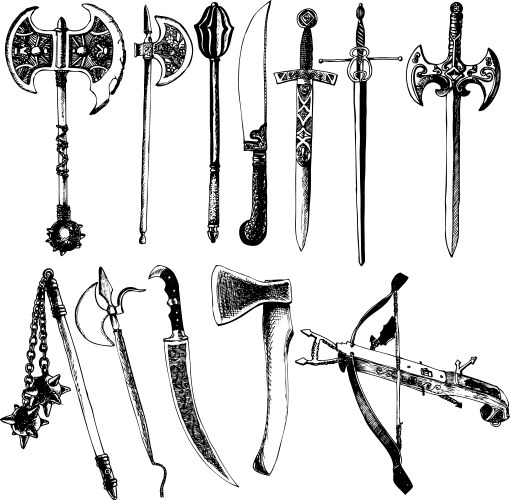 Medieval weapons ancient protection warrior Vector Image
