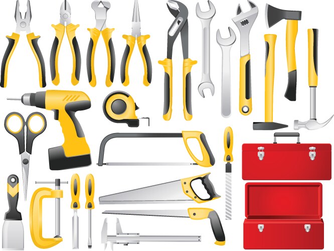 Engineer tools box isolate Royalty Free Vector Image