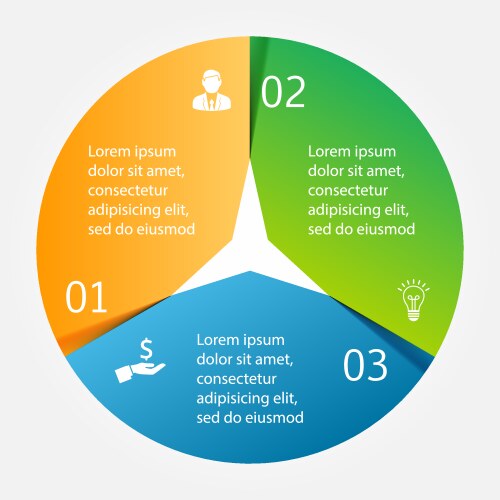 Three segments infographics template Royalty Free Vector