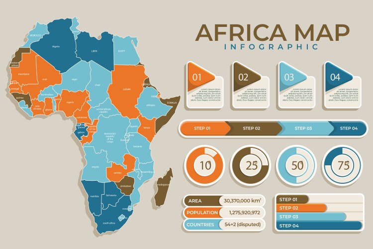 Africa map infographic Royalty Free Vector Image
