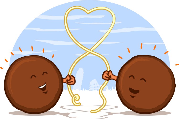 Pasta with meatballs Royalty Free Vector Image