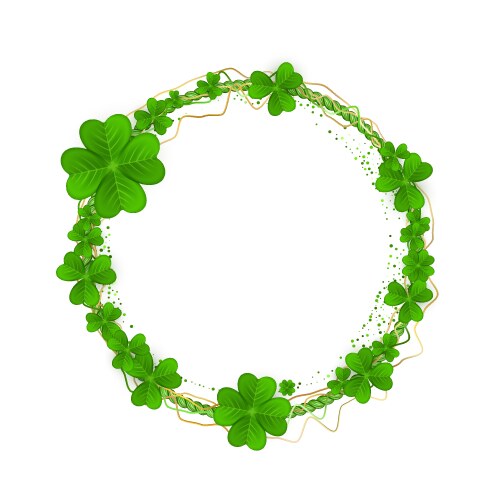 Realistic shamrock wreath round clover frame Vector Image