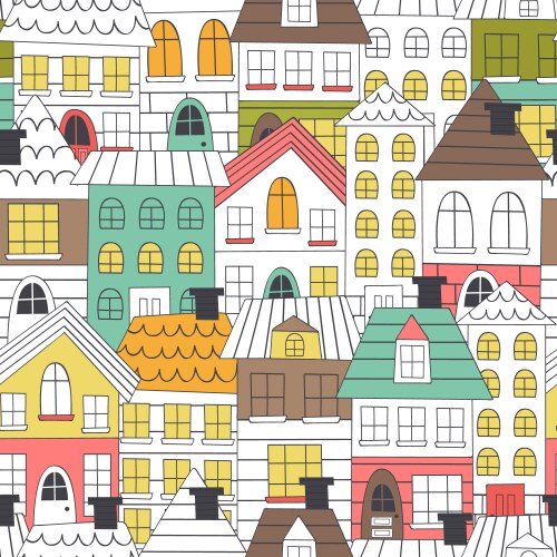 Houses seamless pattern Royalty Free Vector Image