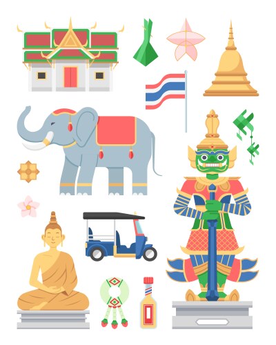 Cute style thai couple in traditional dress Vector Image